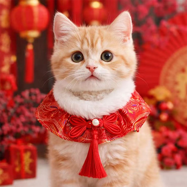 New Chinese-style pet New Year accessories: Cat's New Year scarf, dog's ...