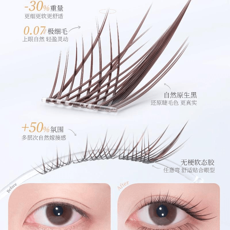 Short, Extremely Fine Linghu Glue False Eyelash Fox Style Slanting ...