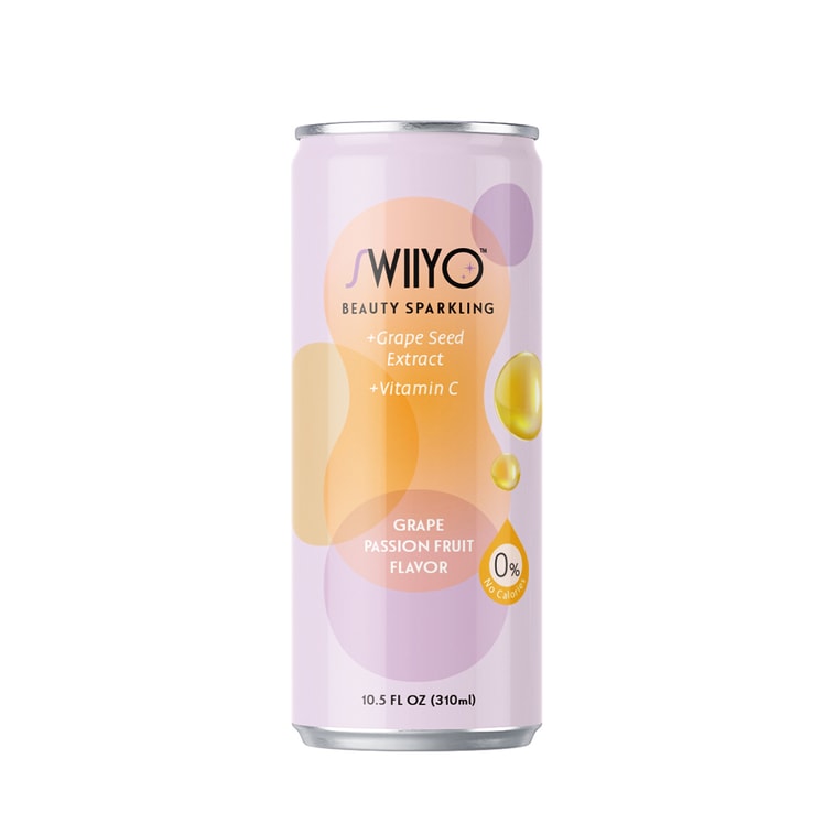 SWIIYO Beauty Sparkling Water - Grape Passion Fruit Flavor, 0 Sugar, 10 ...