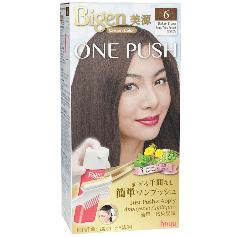 Bigen Cream Color ONE PUSH Hair Dye | #6 Darkest Brown #6 Darkest Brown ...