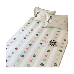 Pingu Summer Ice Silk Mat Cartoon Bed Mat 3-Piece Set Green S 1Pc | Yami