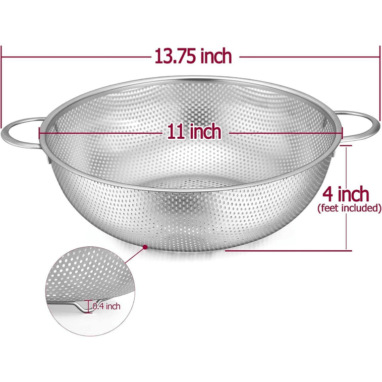 Colander, 5qt Colander Strainer Stainless Steel, Solid Handle ...