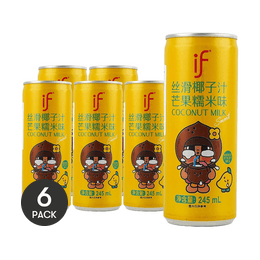 泰国if x 泡泡玛特CRYBABY联名 丝滑椰子汁 芒果糯米味 245ml *6【6份超值装】【泰国进口 浓郁椰汁】【哭娃同款】 | 亚米