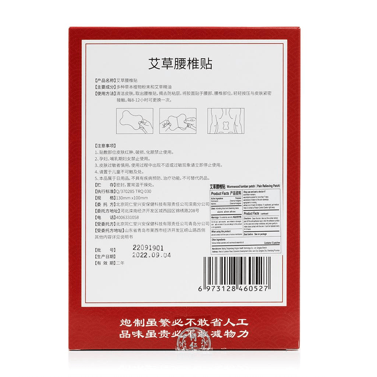 TRT Wormwood Lower Back Pain Relieving Patch 12 Pats 1