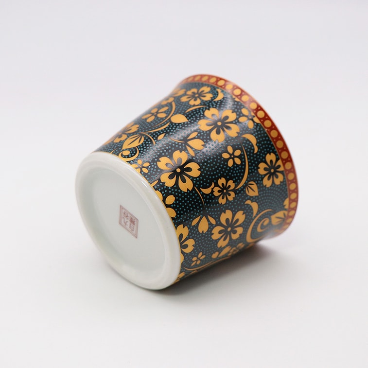 日本 KUTANIYAKI 九谷燒 藍點紋 小杯 4.5 盎司 | 亞米