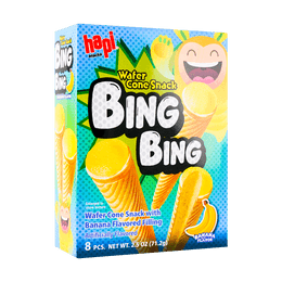 HAPI Bing Bing Crispy Ice Cream Cone Snack with Banana Filling 8pcs 71 ...