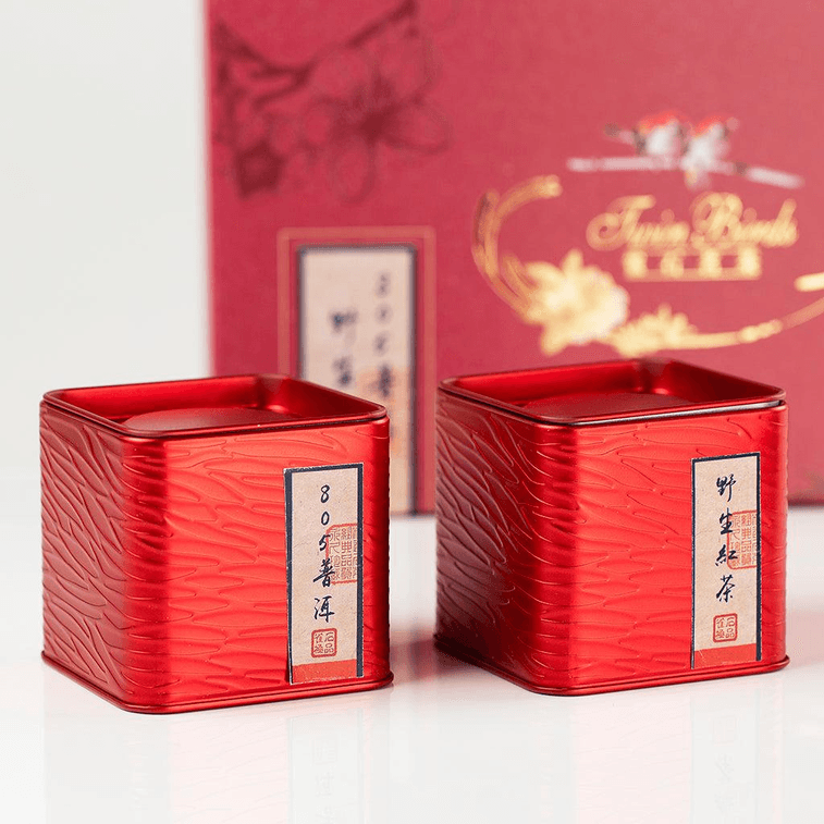 Twin Birds Tea Gift Box Red Wild Black Tea & Wild Pu'er Tea (105g/Box) 2