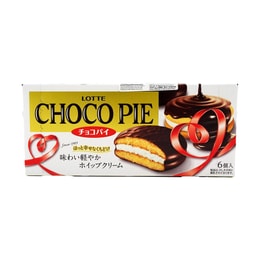 LOTTE Japan Choco Pie - Chocolate-Covered Soft Cream Sandwich Cakes, 6 ...