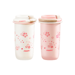 MOSH Latte Straw Cold Insulation Cup 480ml*2 Sakura White + Sakura Pink | Yami