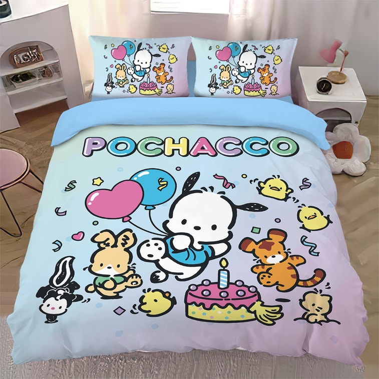 Sanrio Pochacco Cute Cartoon Pure Cotton Four-Piece Bedding Set | Yami