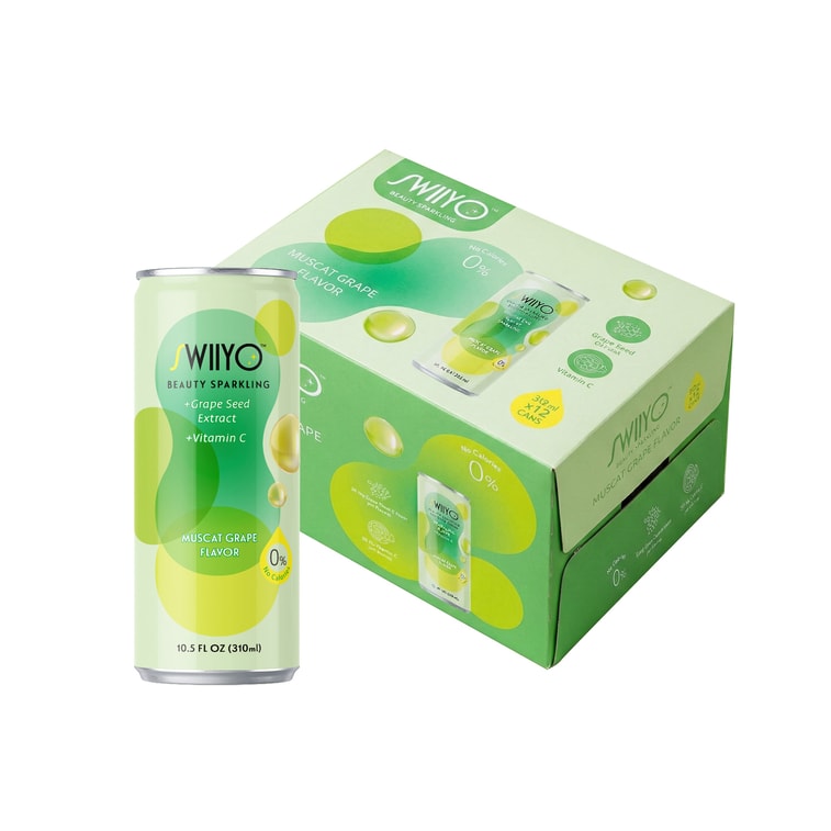 SWIIYO Beauty Sparkling Water - Muscat Grape Flavor, 0 Sugar, 10.5 fl ...