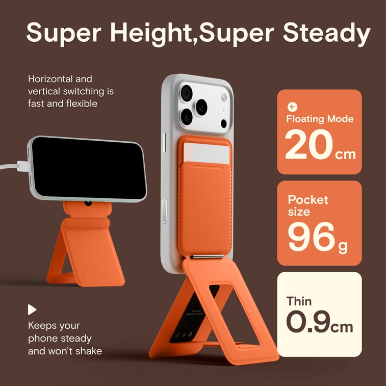 Phone Tripod Wallet, Mulit-Angles, MOVAS Vegan Leather Magnetic NFC ...