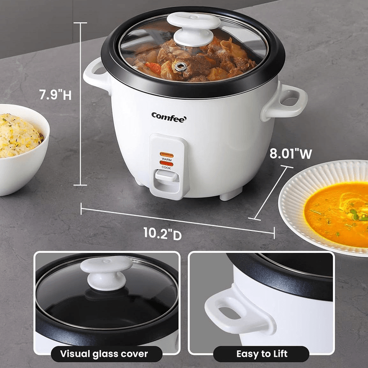 炊飯器 1.5L 1〜3人用、取り外し可能なノンスティック内鍋を備えた多機能炊飯器、ご飯、インスタントラーメン、スープ、鍋を調理でき、お手入れが簡単で自動的に保温、米国倉庫から発送 | Yami