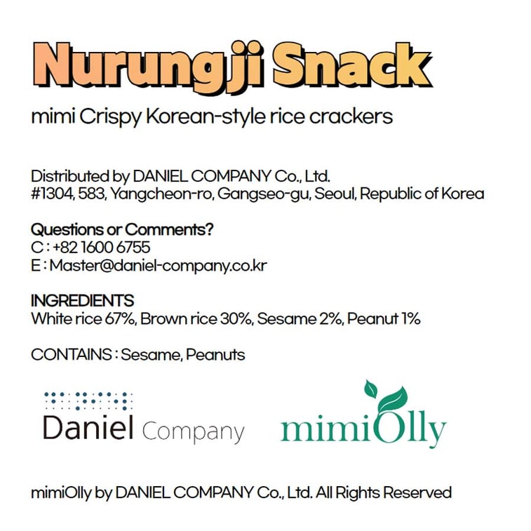 Mimiolly MIMI Crispy Korean-style Rice Nurunggi Crackers 150g | Yami