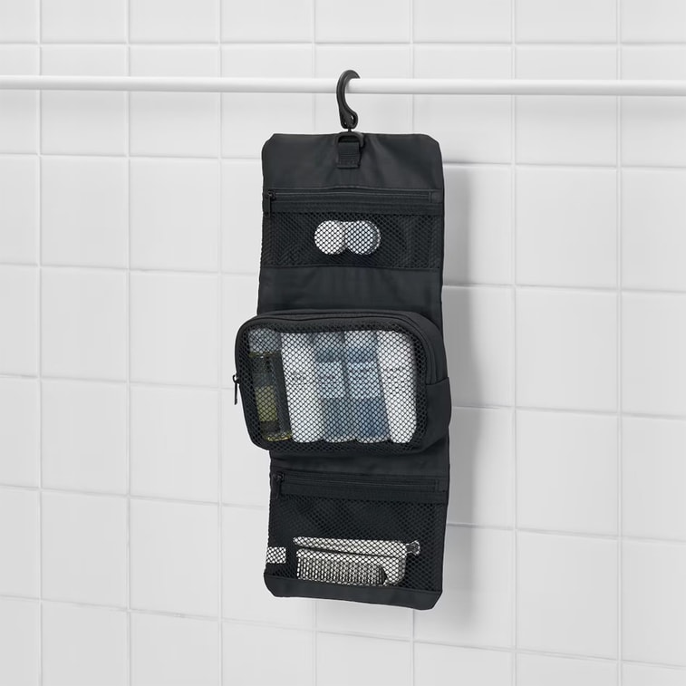 Travel Foldable Toiletry Bag Cosmetic Bag Black 1 Pc 3