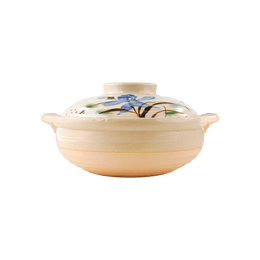 JAPAN OTHERS Japanese Clay Pot Donabe Blue Flower Print 72oz 10x6” | Yami