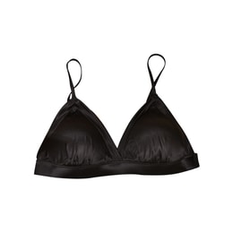 New French Sexy Satin Silk Triangular Cup Bra Black Bra XL | Yami