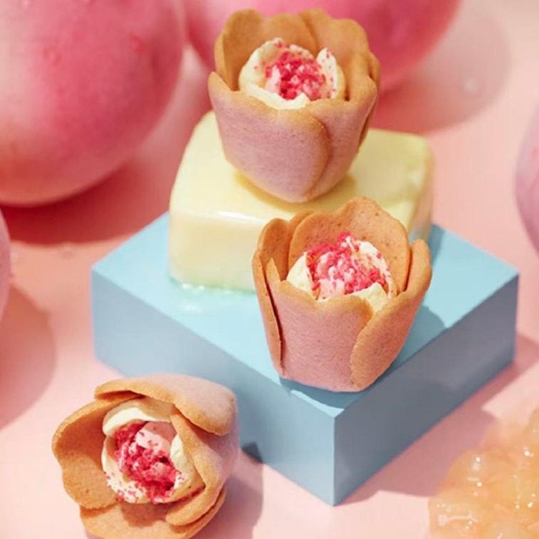 White Peach, Butter, Tulip, And Chocolate-filled Mille-feuille Pastry ...