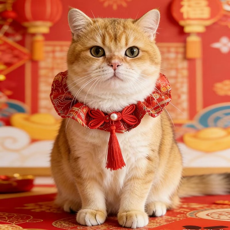New Chinese-style pet New Year accessories: Cat's New Year scarf, dog's ...