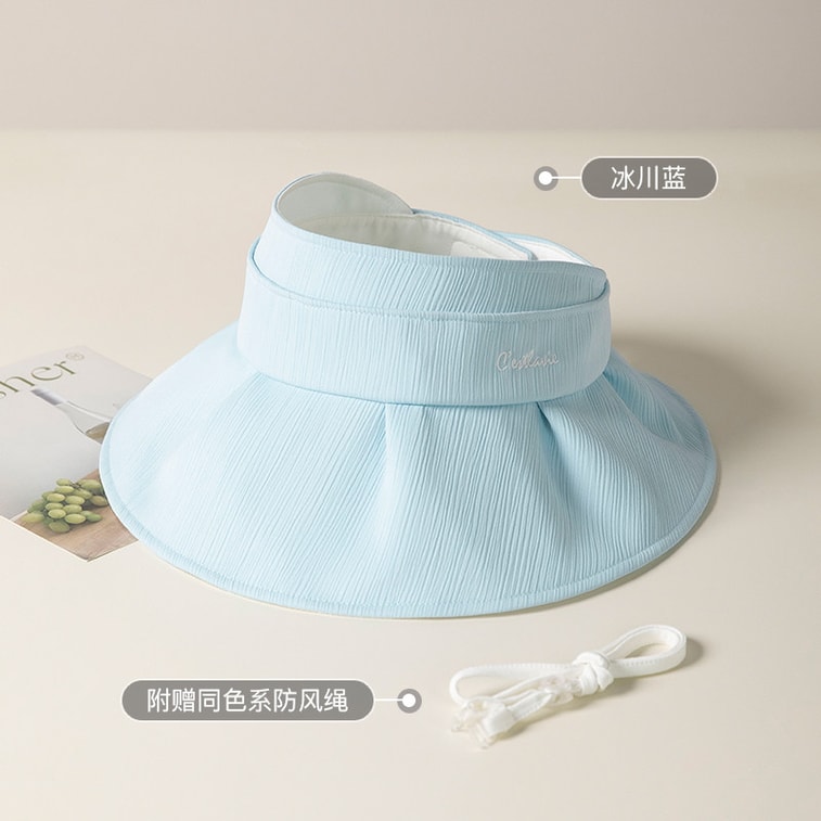 Glacier Blue Summer Wide Brim UV Protection Foldable Large Size Open ...
