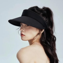 ZAUO UV Protection Sun Hat Visor Topless Hat Foldable Adjustable Black Brim 3.94" | Yami