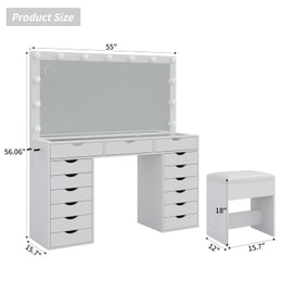 Dressing Table with High-Definition Mirror 56-Inch Single Piece | Yami