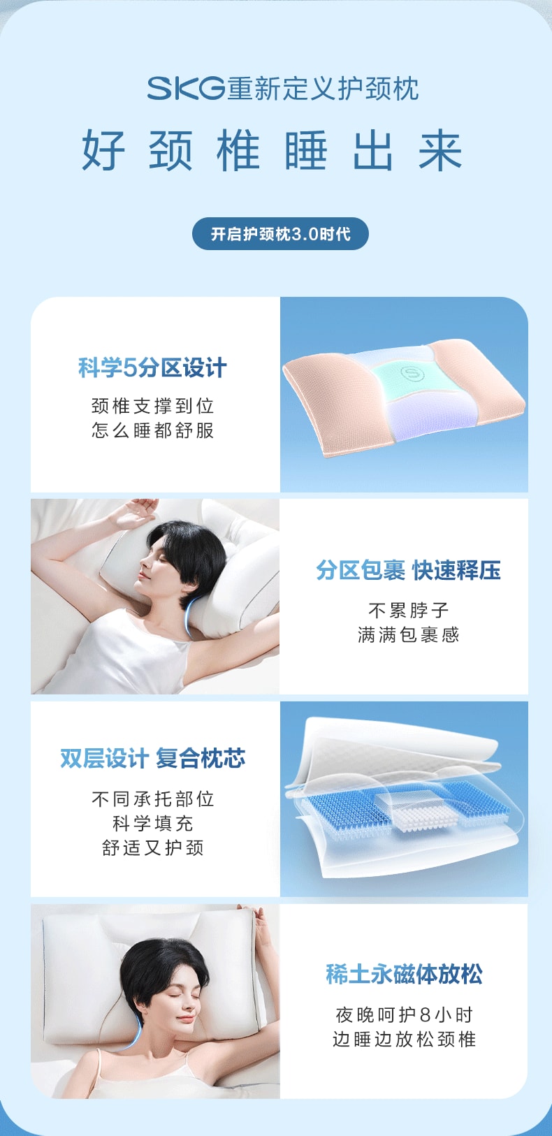 【中国直邮】SKG 颈椎枕 P3豪华款 米白色 | 亚米
